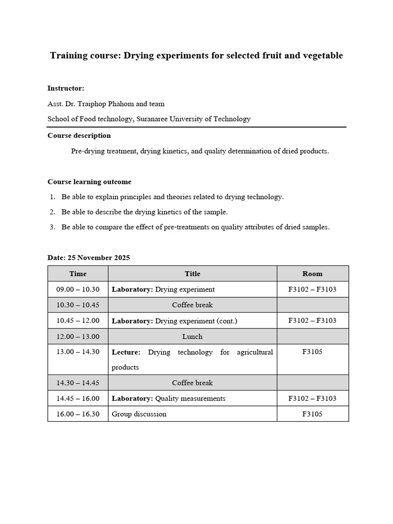 3.2 Laboratory Drying Experiment - TP | PDF