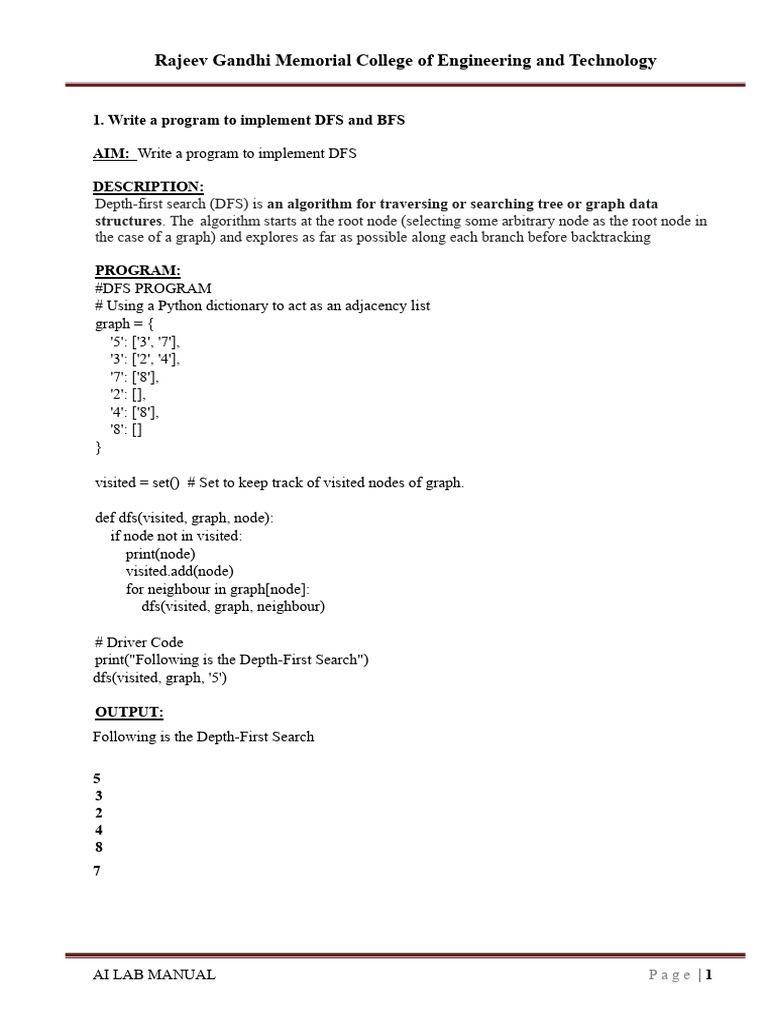 AI MANUAL 3-1 | PDF | Theoretical Computer Science | Algorithms And ...