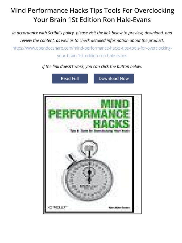 Mind Performance Hacks Tips Tools for Overclocking Your Brain 1st ...