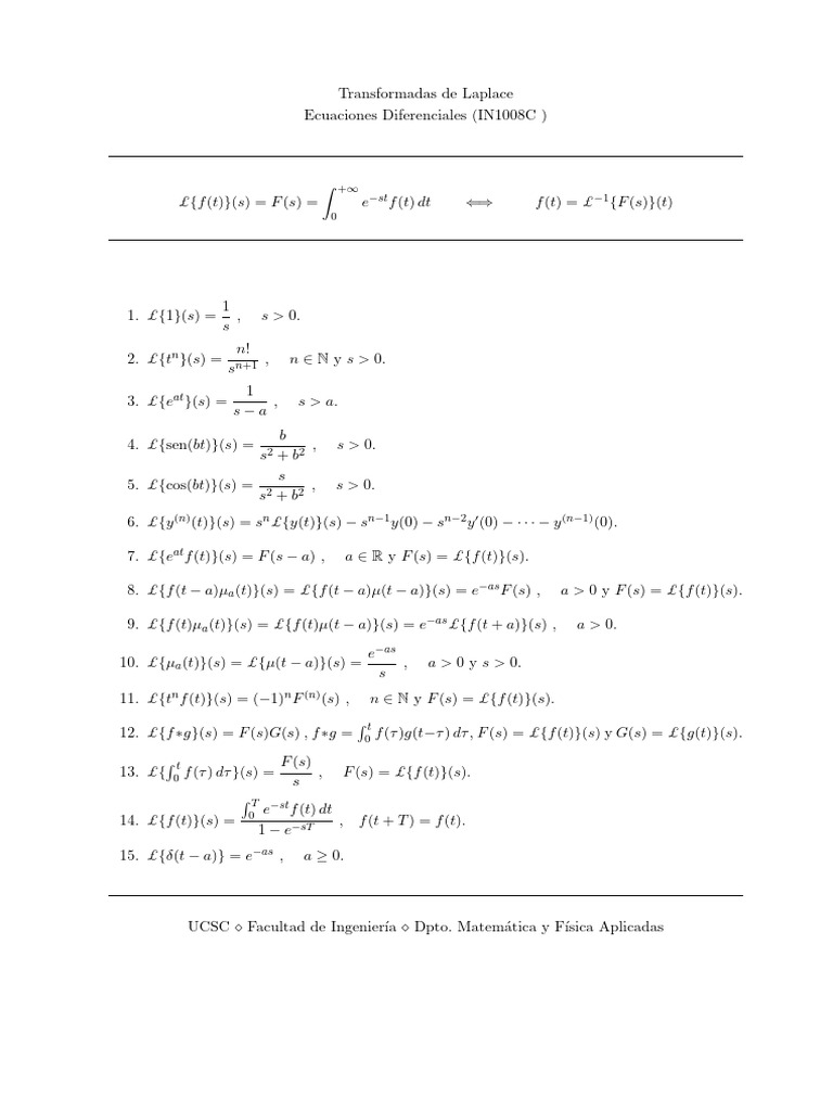 Transformadas de Laplace en Ecuaciones Diferenciales | PDF