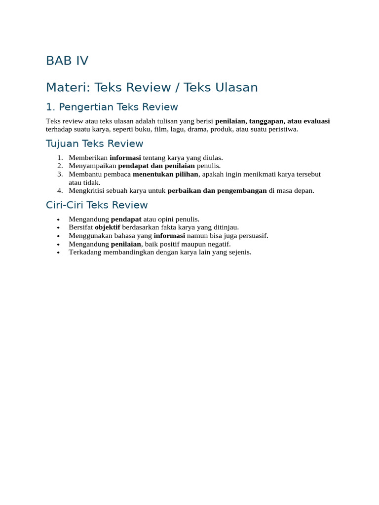 Panduan Lengkap Teks Review Karya | PDF