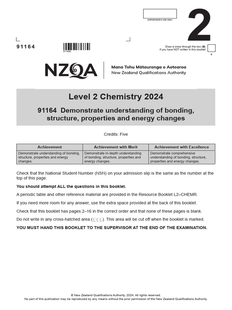 Level 2 Chemistry Bonding Exam Guide | PDF | Propane | Chemical Compounds