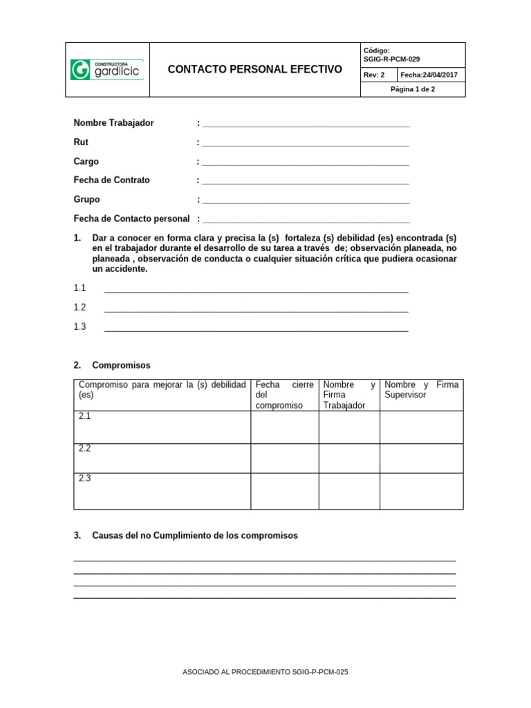 Informe de Contacto Personal Efectivo | PDF | Medicina | Enfermedades y ...