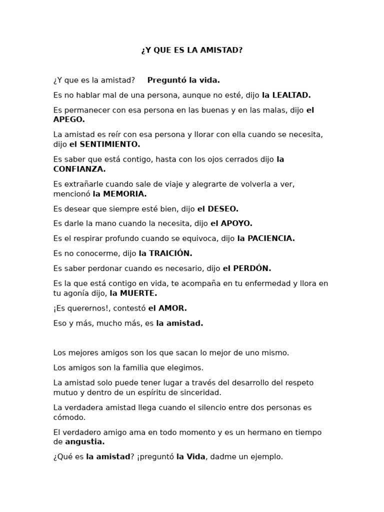 Y Que Es La Amistad | PDF