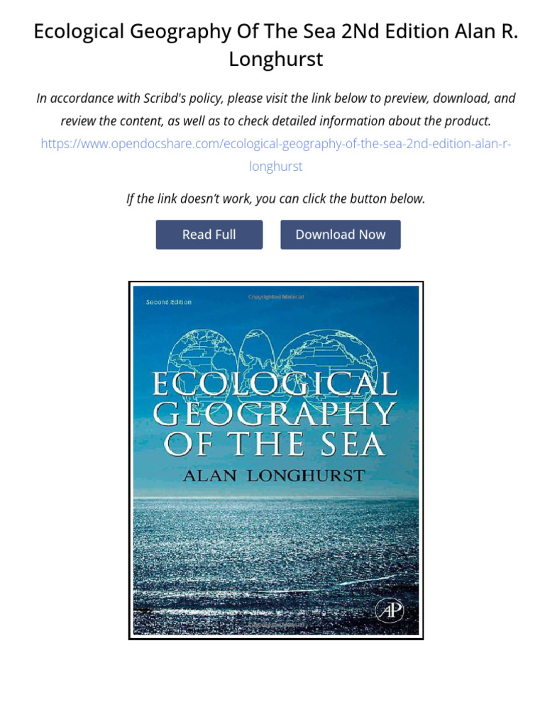Ecological Geography of the Sea 2nd Edition Alan R. Longhurst available ...