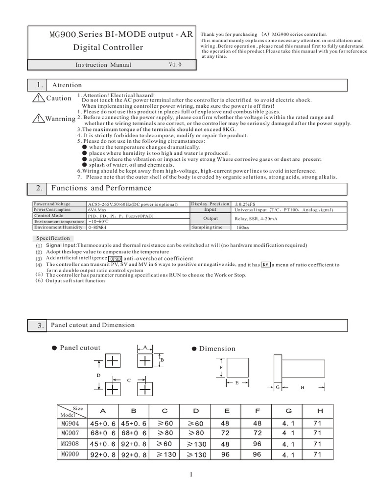 MG900 Series Controller Installation Guide | PDF | Thermocouple | Power ...