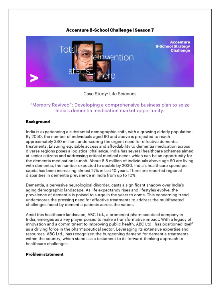 Accenture B-School Challenge - Case Study - Life Sciences Industry ...