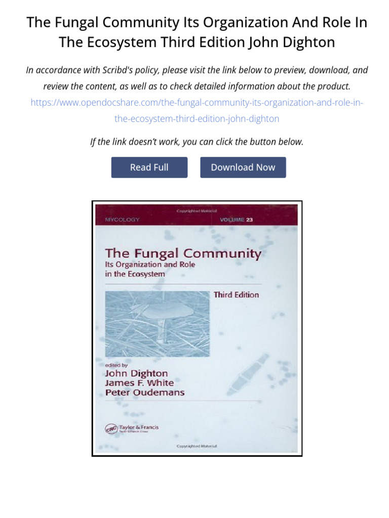The Fungal Community Its Organization and Role in the Ecosystem Third ...