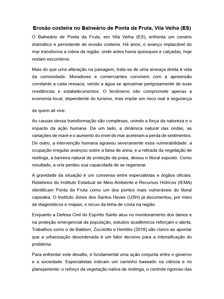 Erosão Costeira - Pereira | PDF | Erosão | Mar