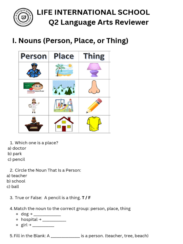 Q2 Language Arts Review: Nouns & Verbs | PDF | Plural | Letter Case