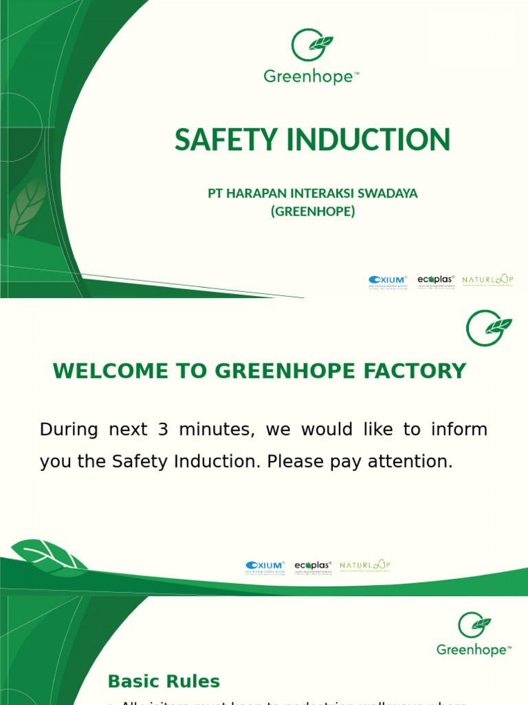 Greenhope Factory Safety Induction Guide | PDF | Road Transport | Land ...