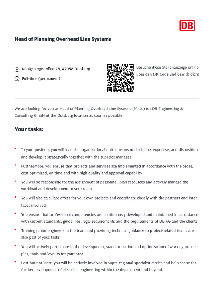 Head of Planning Overhead Line Systems | PDF | Business