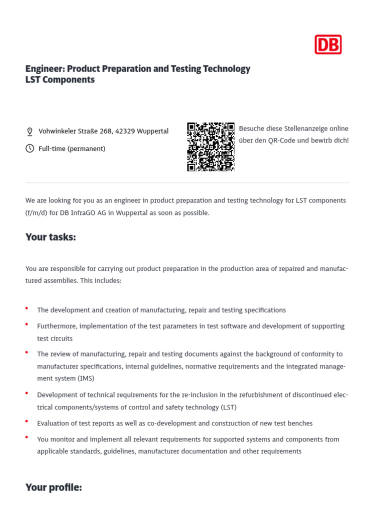 Engineer_ Product Preparation and Testing Technology LST Components ...