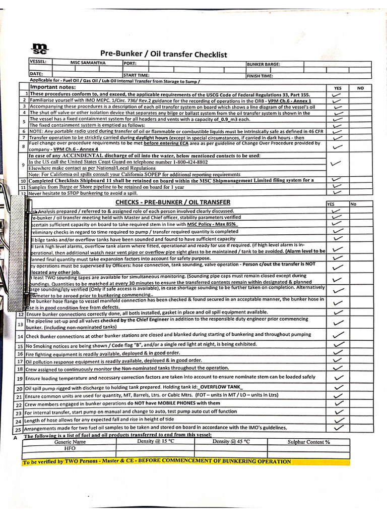 Bunker Paper Procedure | PDF