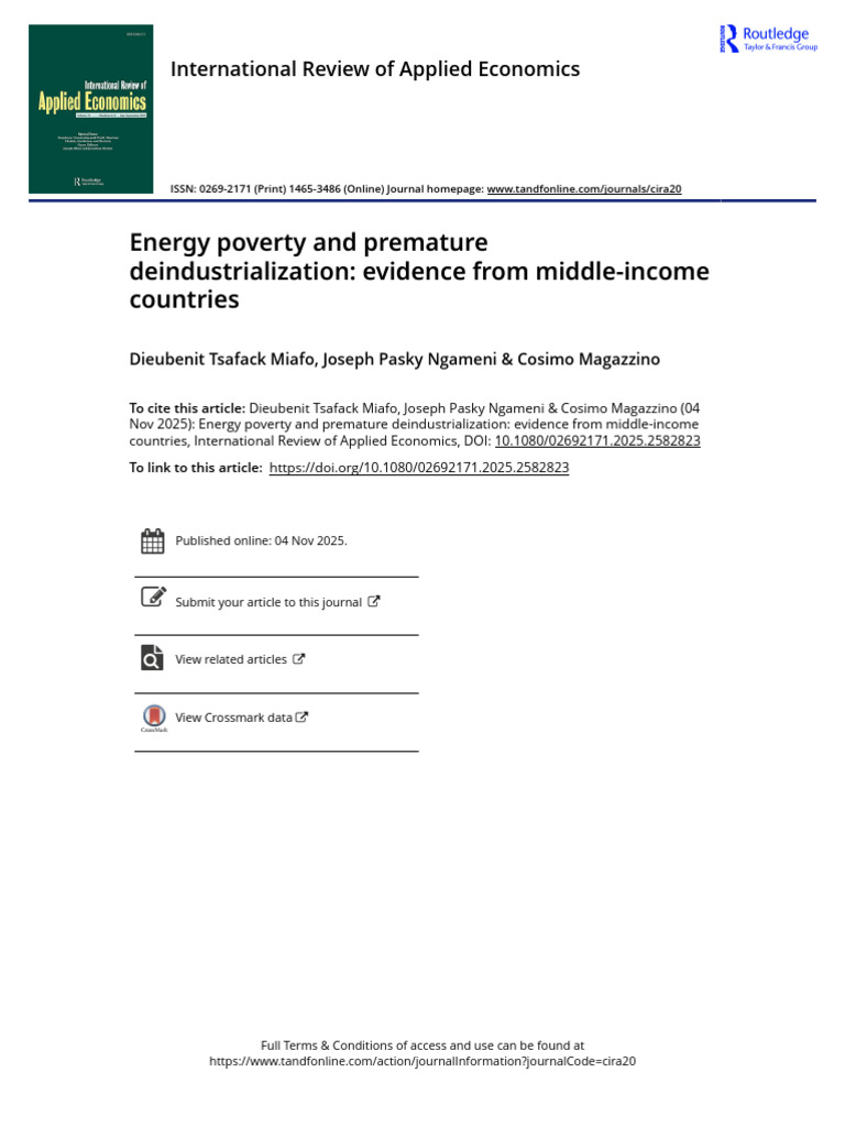 Energy Poverty and Premature Deindustrialization Evidence From Middle ...