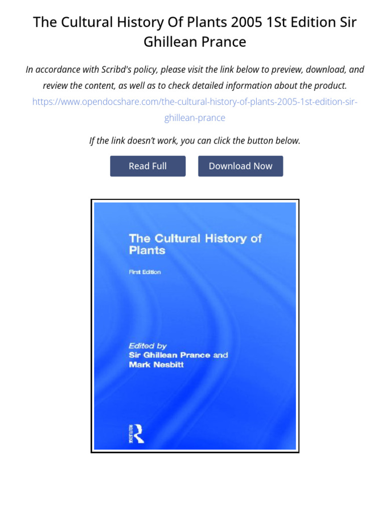 The Cultural History of Plants 2005 1st Edition Sir Ghillean Prance ...