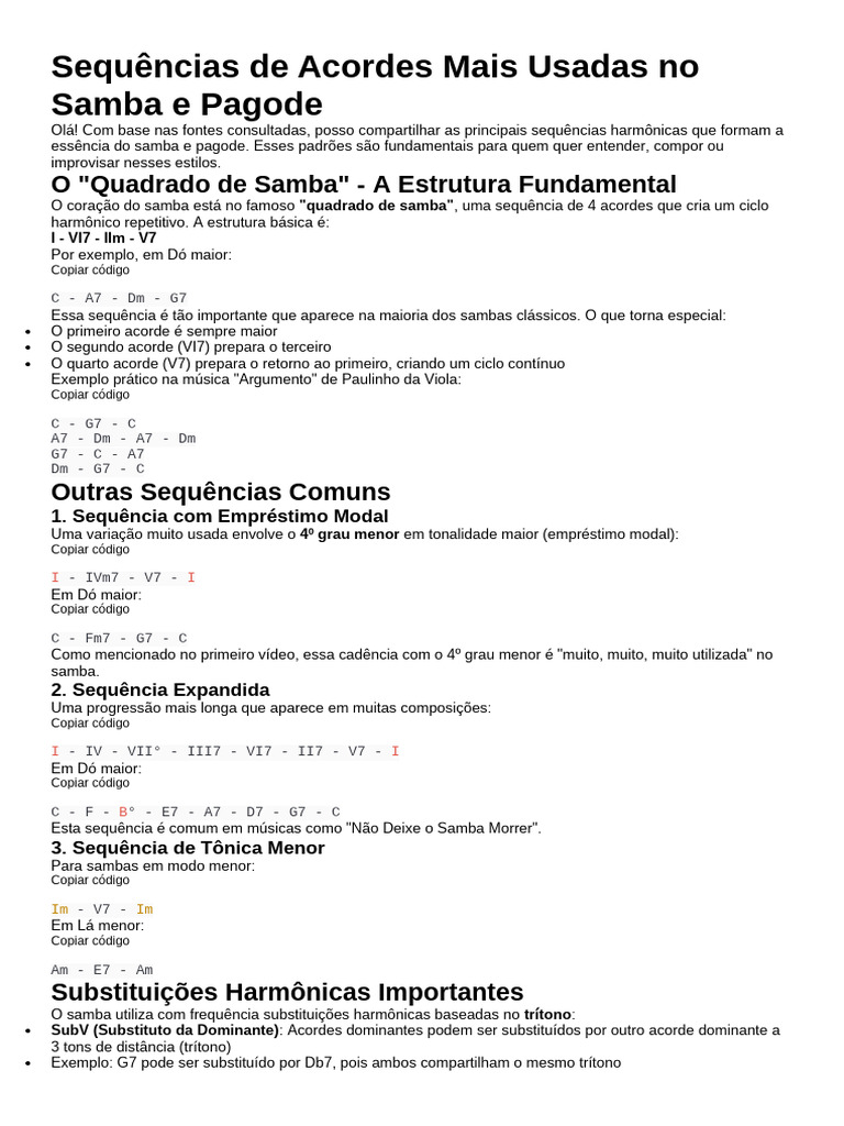 Acordes Essenciais no Samba e Pagode | PDF | Acorde (música ...