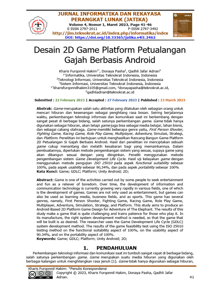 Desain Game 2D Petualangan Android Gajah | PDF