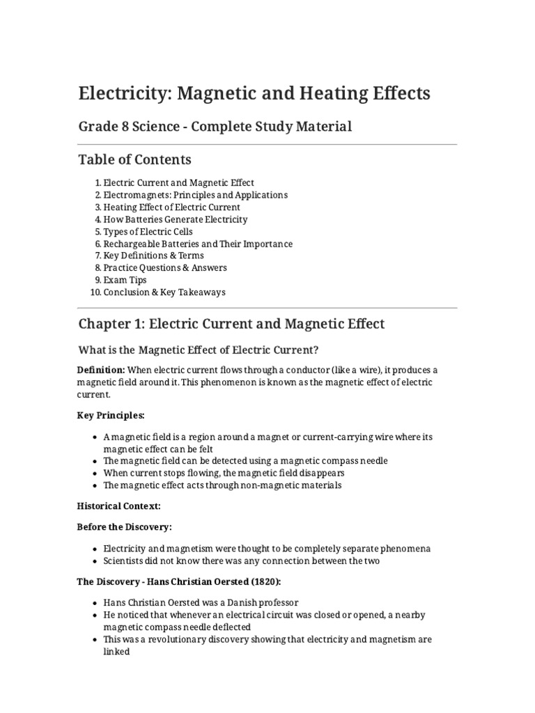 Electric Current: Magnetic & Heating Effects | PDF | Rechargeable ...
