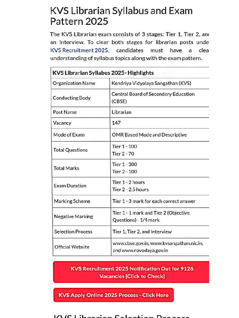 Kvs Nvs Librarian Syllabus | PDF