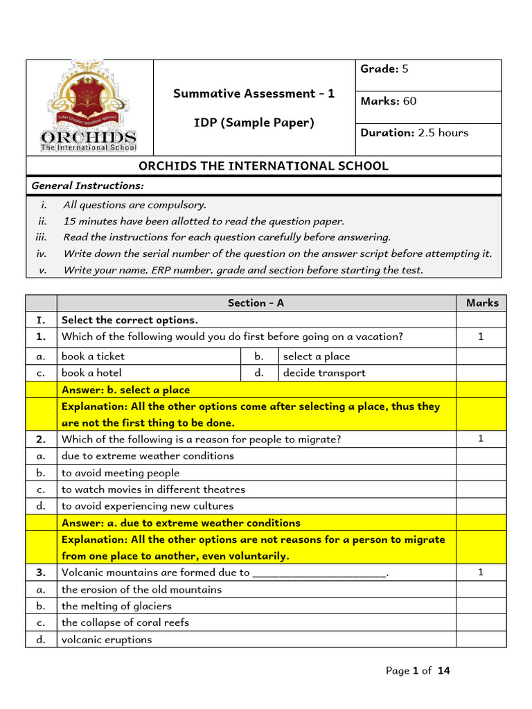 SA1_T1_Grade 5_IDP_AS_Set A_SAMPLE PAPER | PDF | Rock (Geology) | Soil