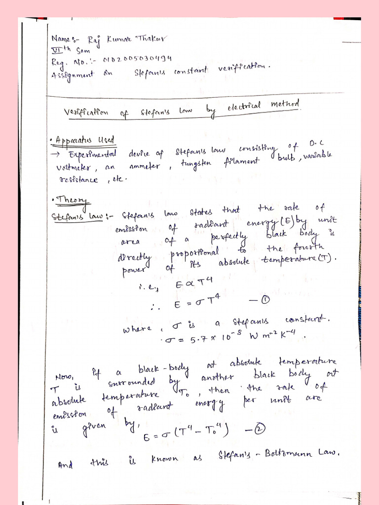 Stefan's Law Verification Sem VI | PDF