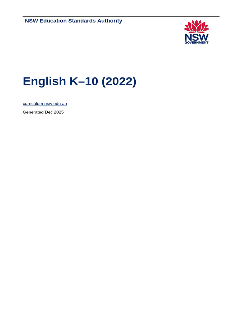 NSW English K–10 Curriculum Overview | PDF | Syllable | Reading ...