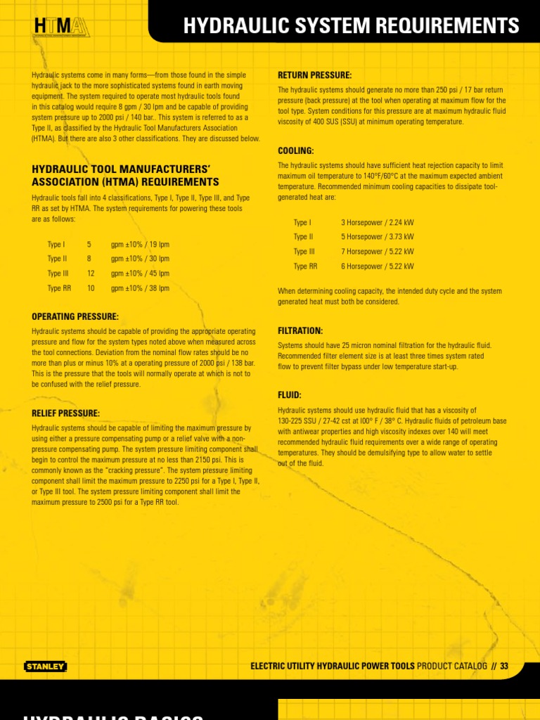 Hydraulic System Requirements for Tools | PDF | Pump | Valve