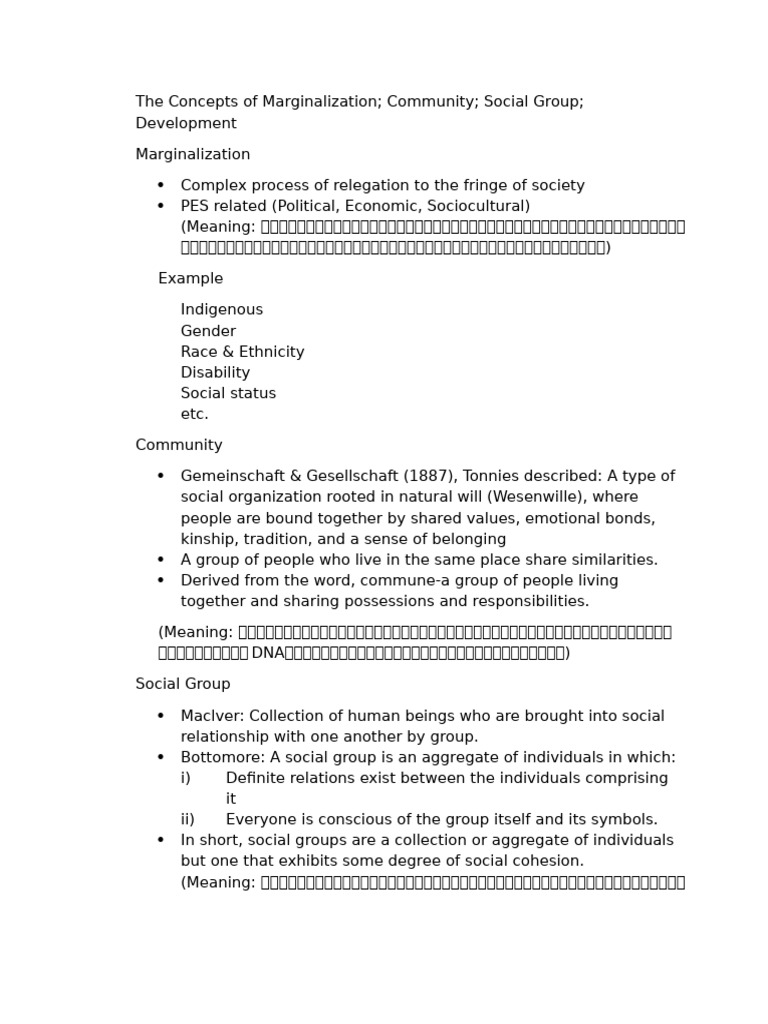The Concepts of Marginalization | PDF | Anthropology | Society