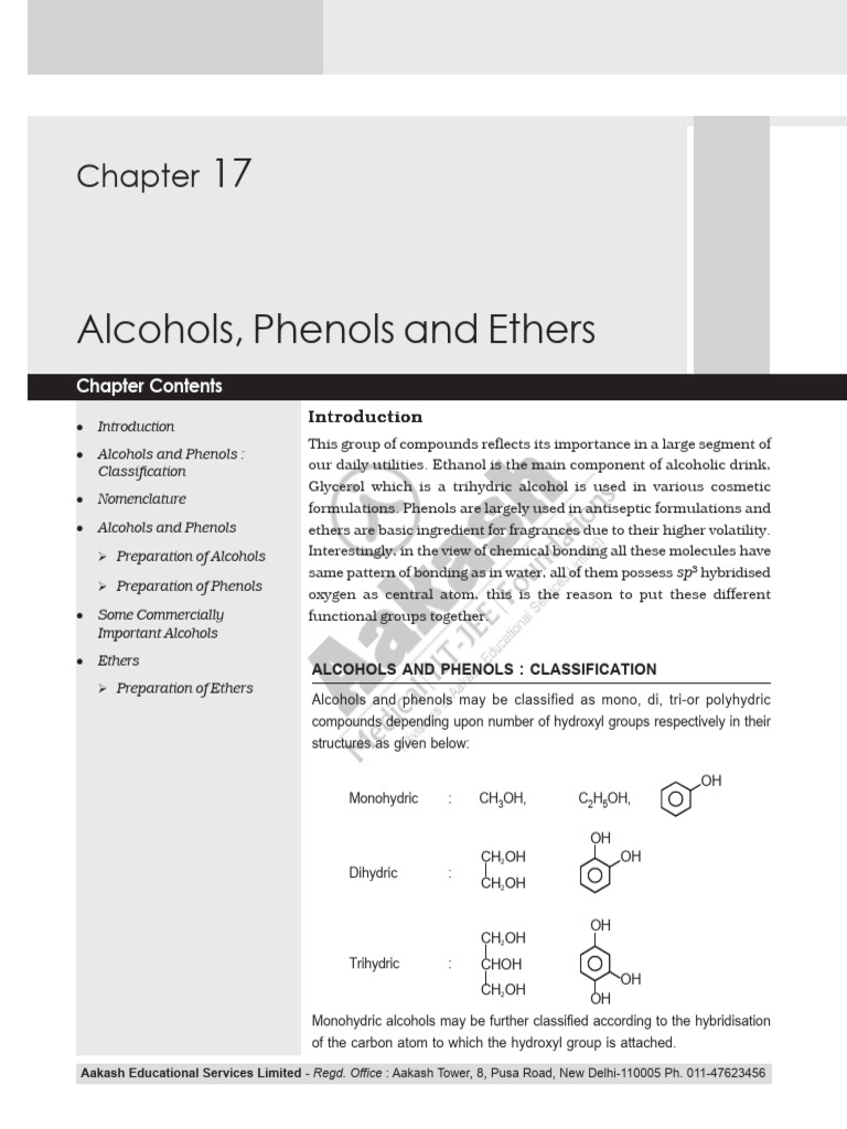 Alcohols Phenols and Ethers (Aakash Material) | PDF | Methyl Group ...