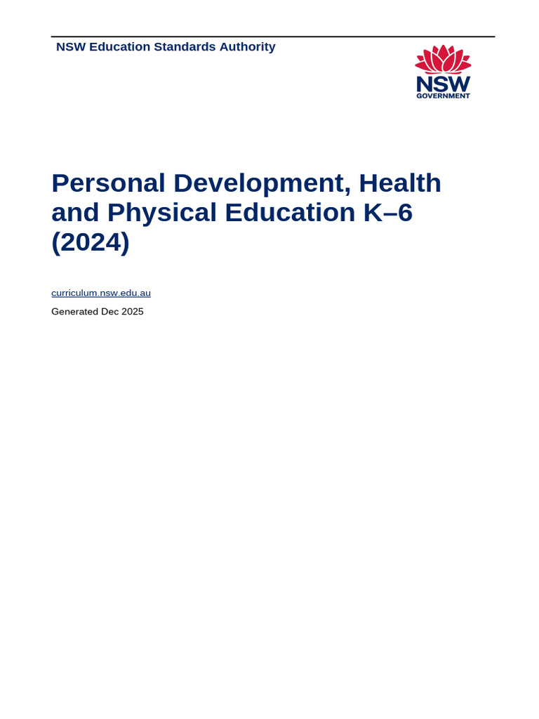 NESA - pdhpe_k_6_2024 (ES1, S1, S2, S3) | PDF | Well Being | Cognition