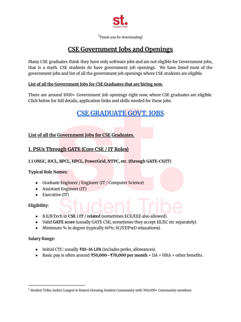 CSE Government Job Openings Guide | PDF | Engineering | Government Of India