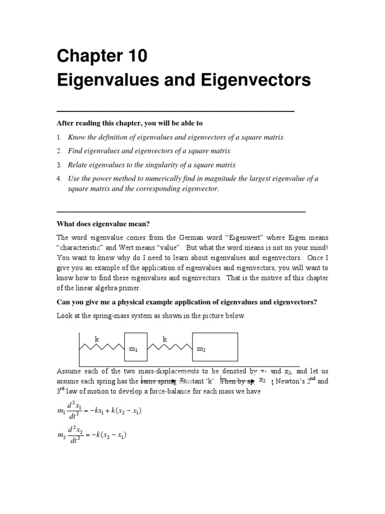 Chapter 10 - Eigenvalues and Eigenvectors | PDF | Eigenvalues And ...