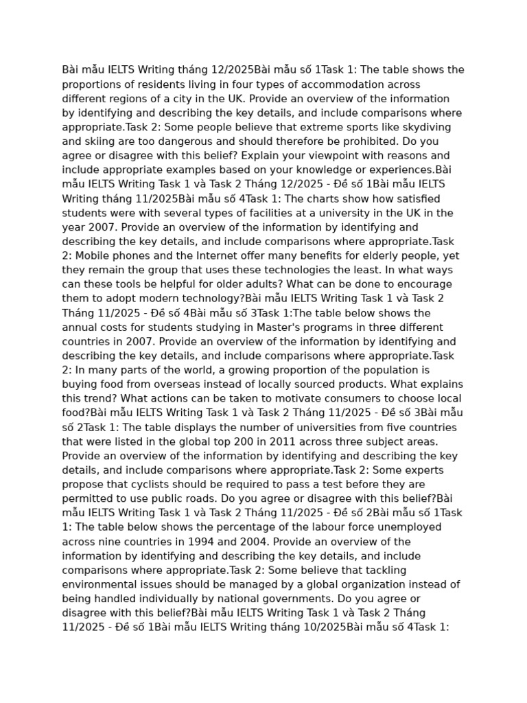 Bài mẫu IELTS Writing tháng 12 | PDF | Knowledge