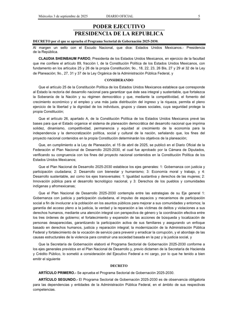 PSSEGOB_2025-2030_copia | PDF | México | Derechos humanos