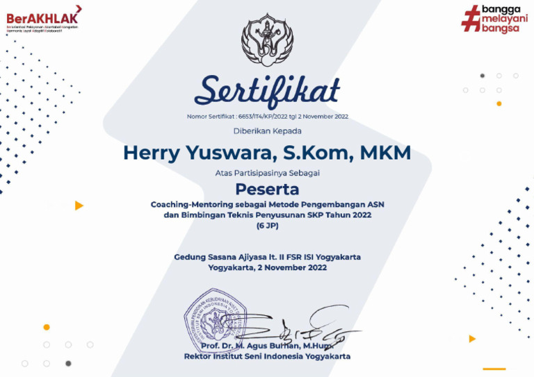 Sertifikat Herry Yuswara, S.kom, MKM | PDF