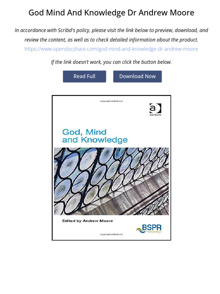 God Mind and Knowledge Dr Andrew Moore | PDF
