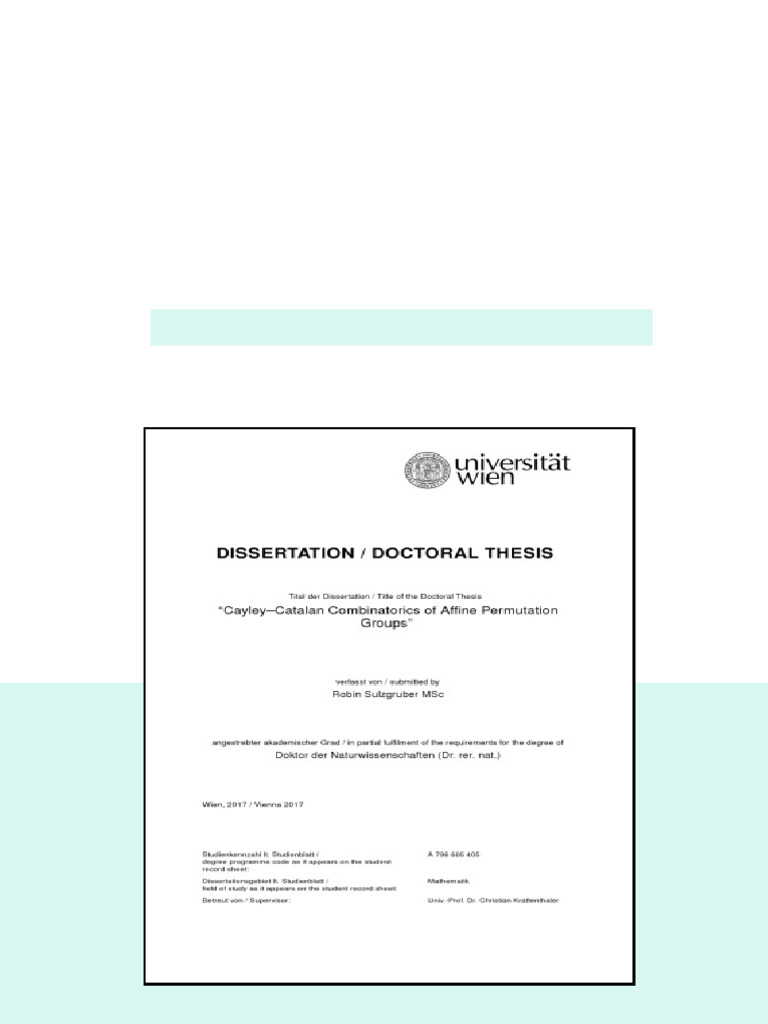 Cayleycatalan Combinatorics Of Affine Permutation Groups Phd Thesis ...