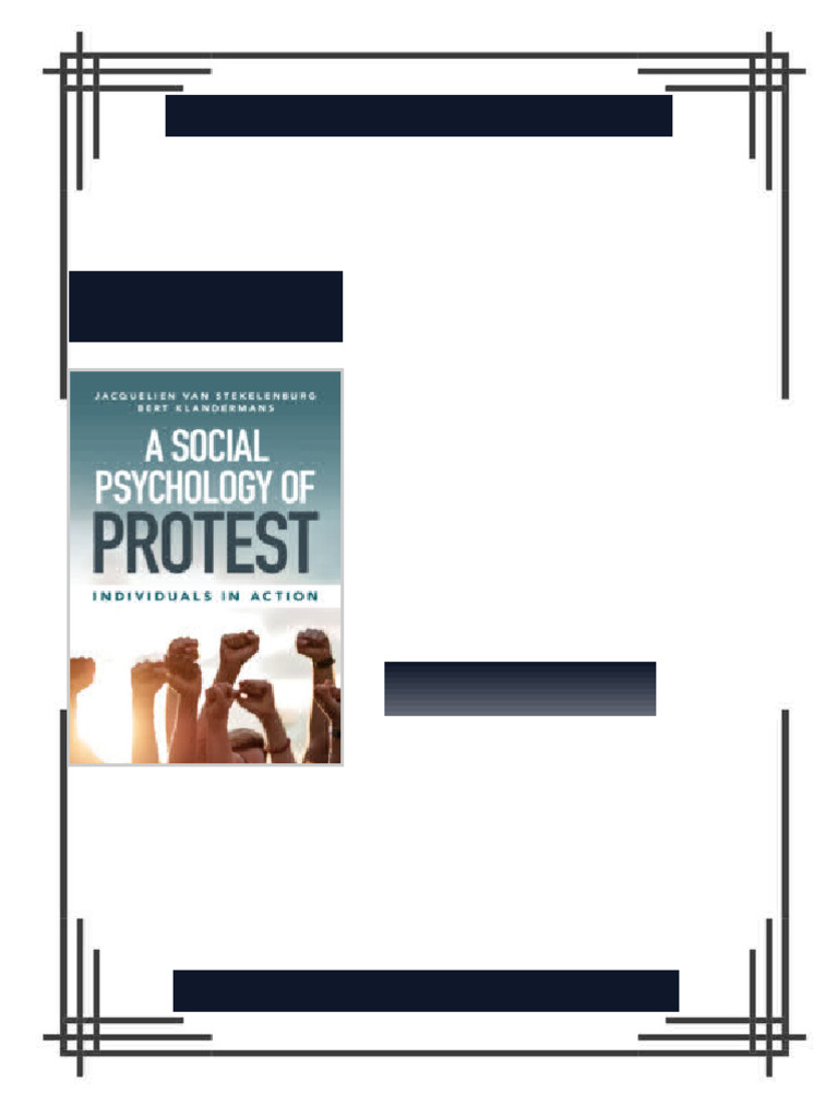 Social Psychology Of Protest 1st Edition Jacquelien Van Stekelenburg ...
