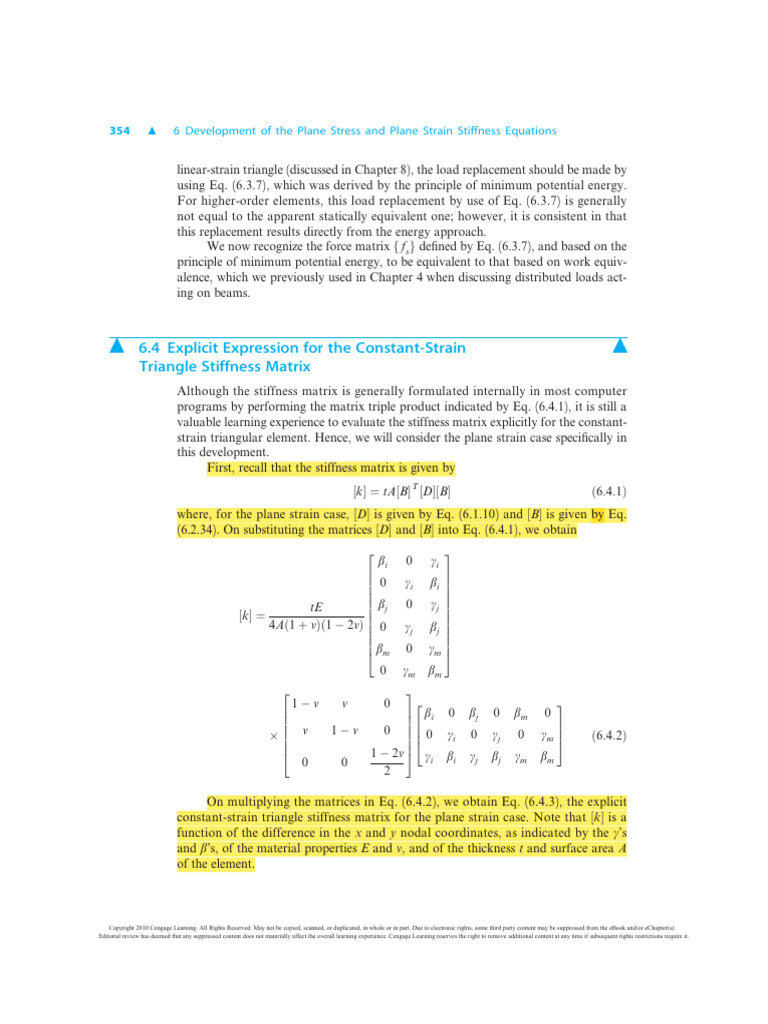 Constant-Strain Triangle Stiffness Matrix | PDF | Matrix (Mathematics ...