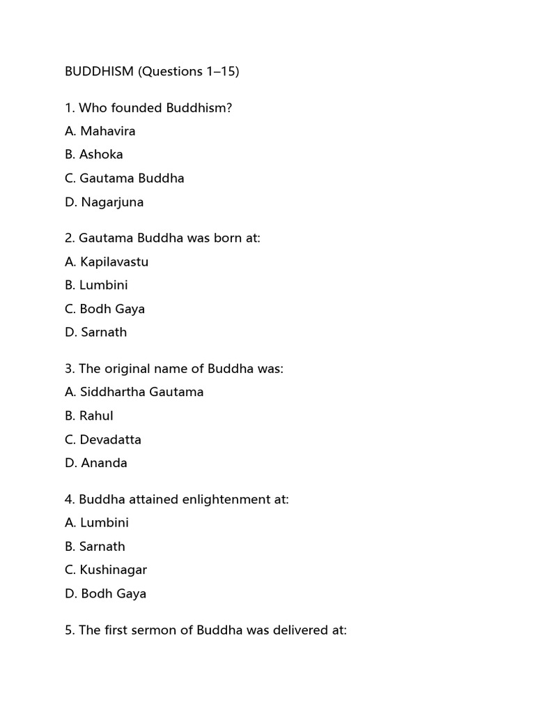 Buddhism (Questions 1–15)(1) | PDF | Nāstika | Religious Faiths