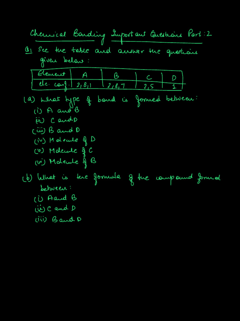 Chemical Bonding Important Questions Part 2 | PDF