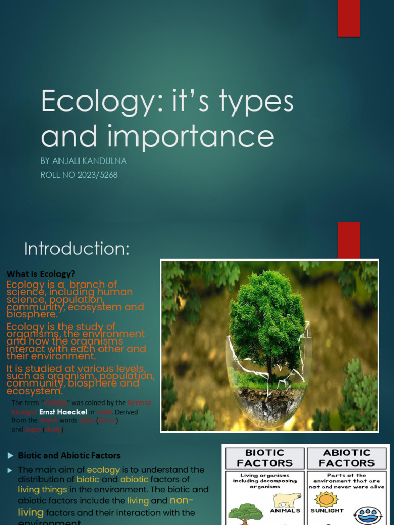 Types and Importance of Ecology | PDF | Ecology | Ecosystem