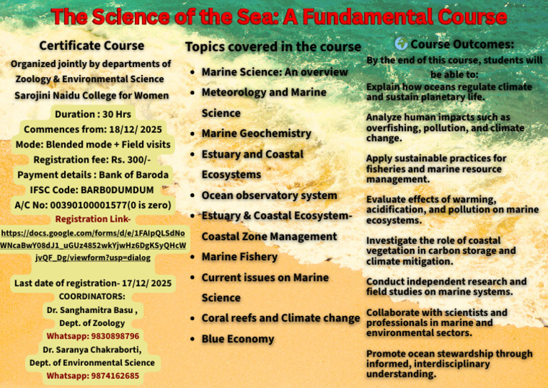 Marine Science Certificate Course 2025 | PDF | Marine Biology | Oceans