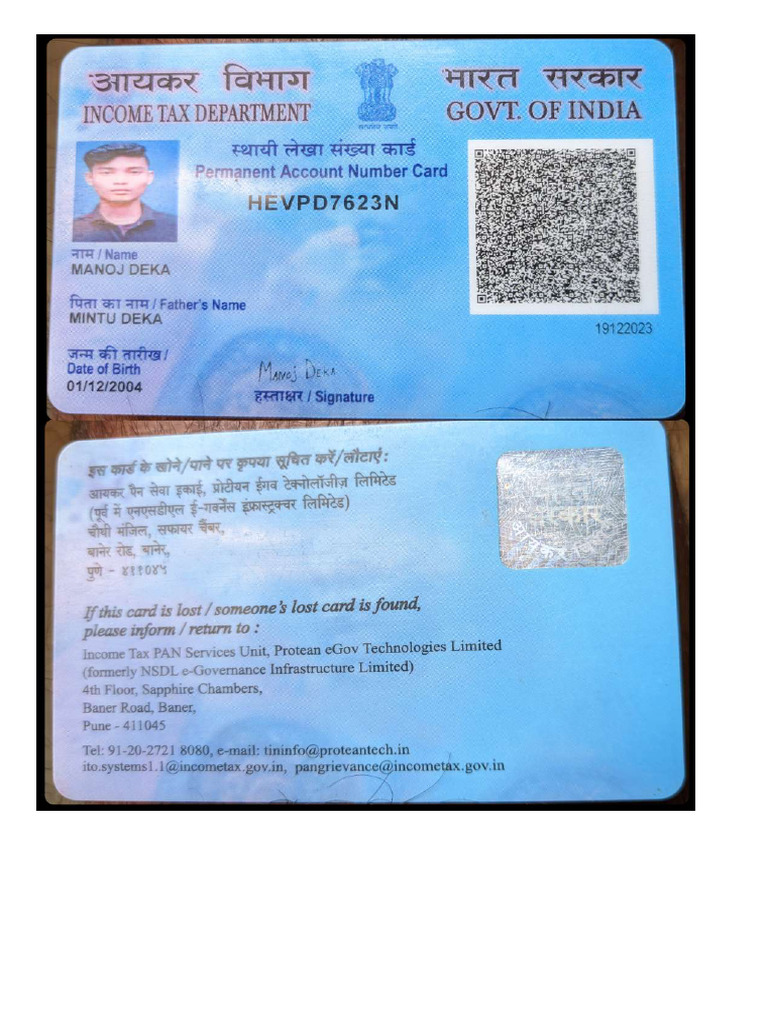 PAN Card (Manoj Deka) | PDF