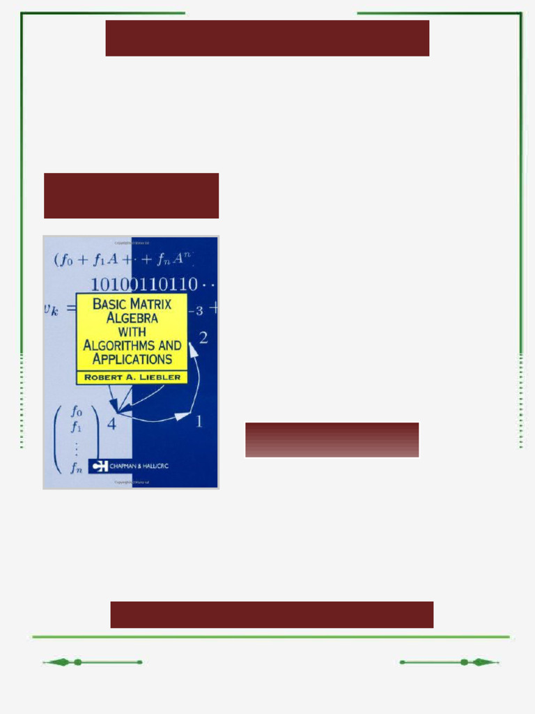 Basic Matrix Algebra with Algorithms and Applications 1st Edition ...