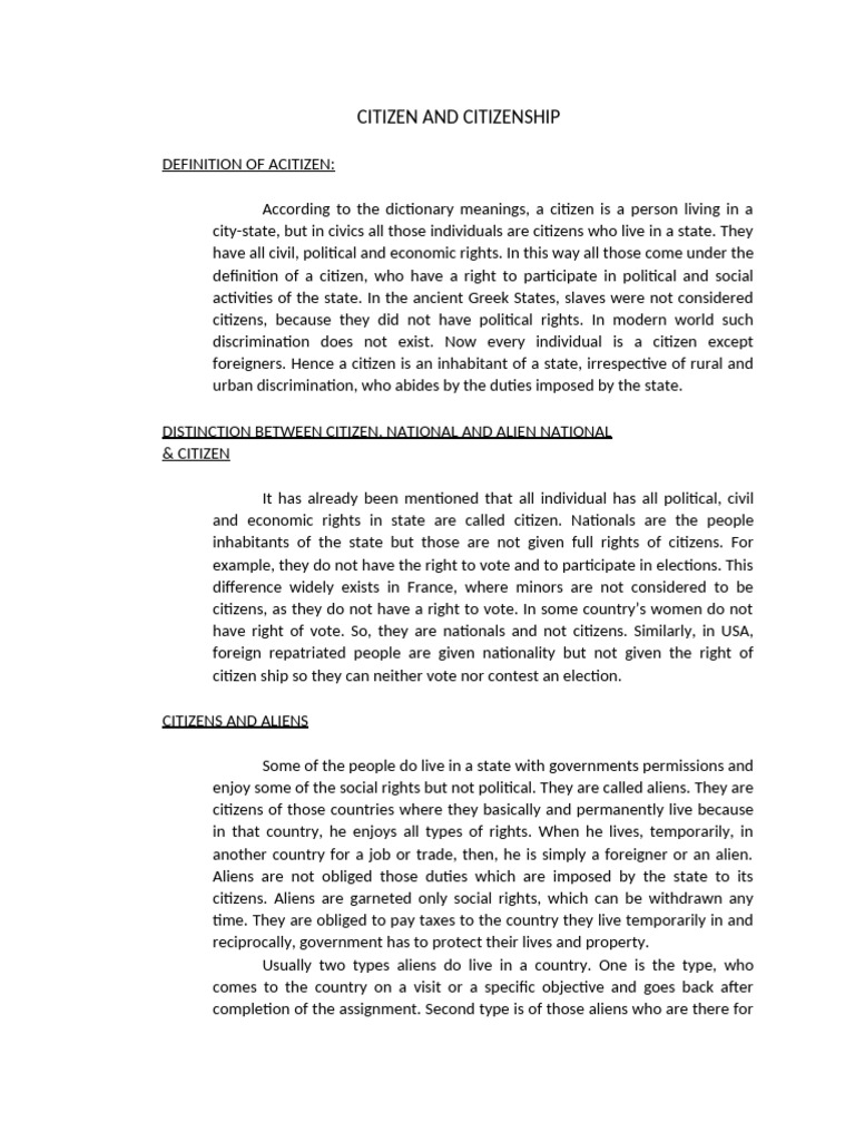 Understanding Citizenship and Good Citizenship | PDF | Citizenship ...