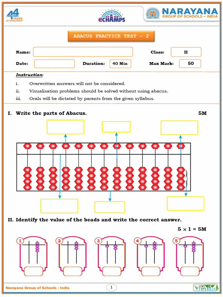 Abacus Class-II Practice Test-2 Qp_20240103_205231 | PDF