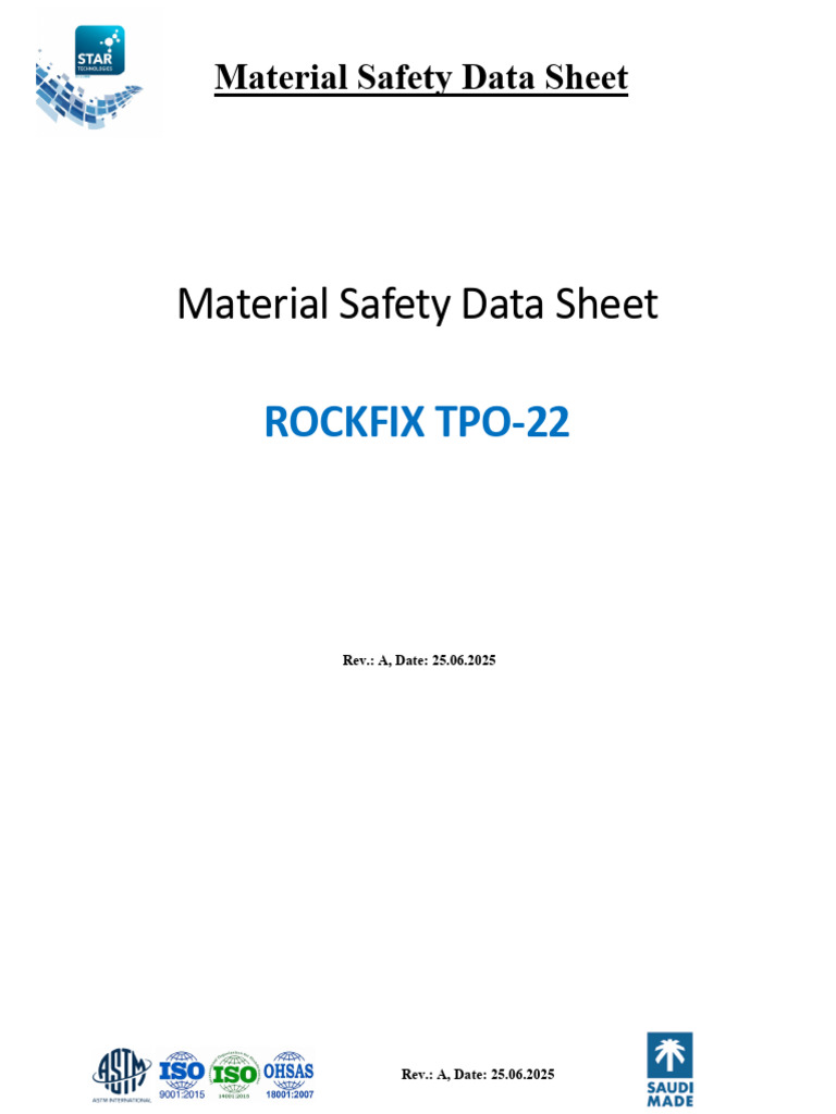 8-STAR-MSDS-ROCKFIX-TPO-22 | PDF | Occupational Safety And Health | Safety