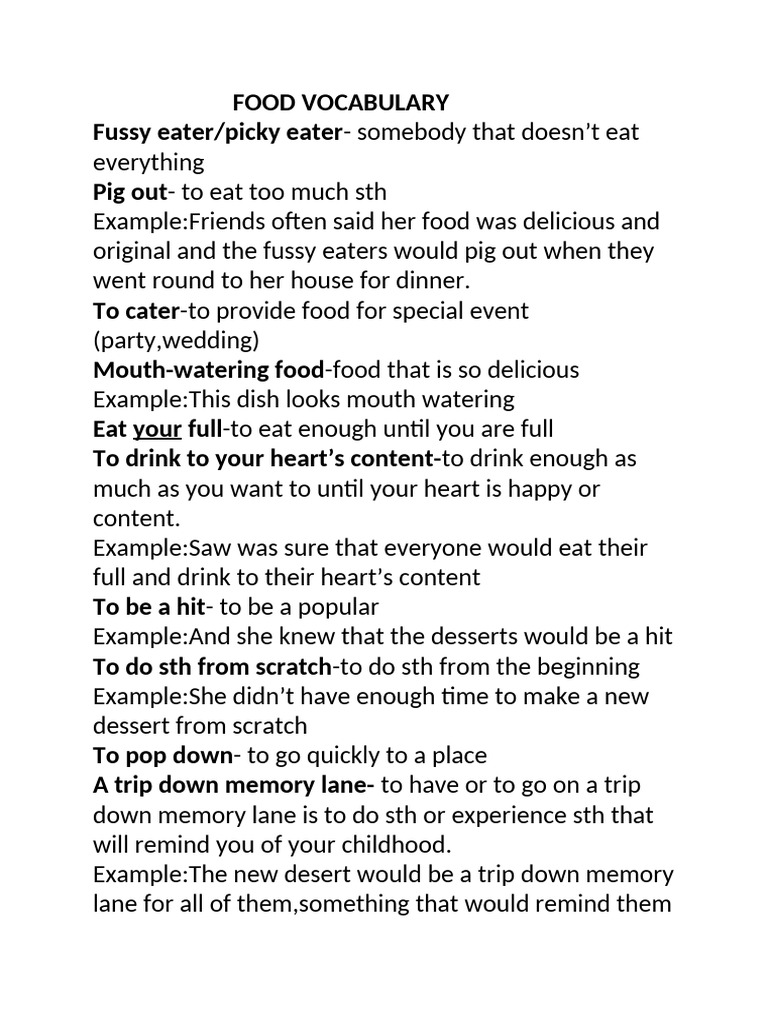 Food Vocabulary | PDF | Foods | Western Cuisine